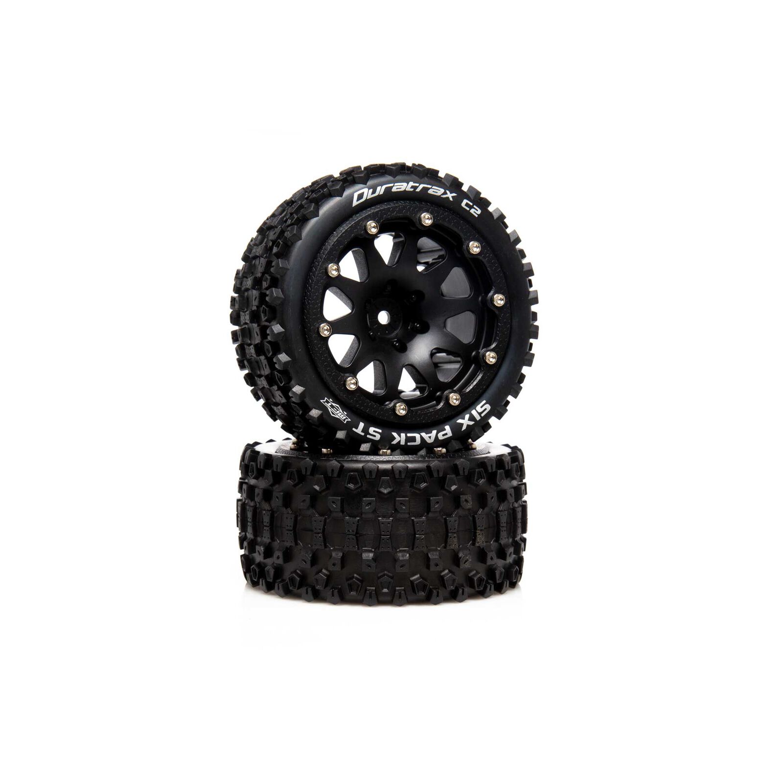Duratrax Six Pack ST Belted 2.8" 2WD Mounted Rear Tires, .5 Offset ...