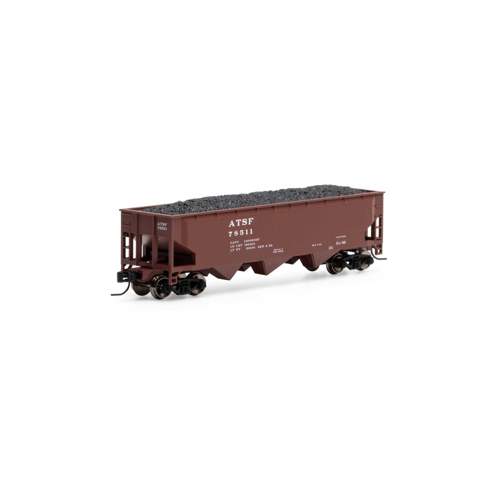 Athearn N 40' Offset Coal Hopper with Load, ATSF #78511 | Horizon Hobby