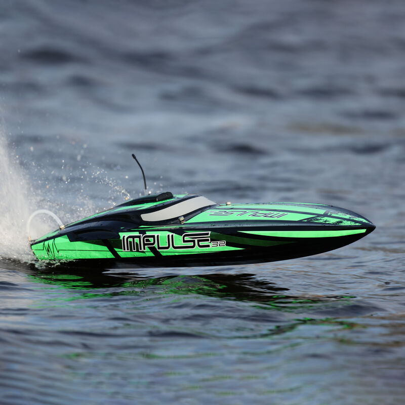Pro Boat Impulse 32" Brushless Deep-V RTR with Smart, Black/Green ...