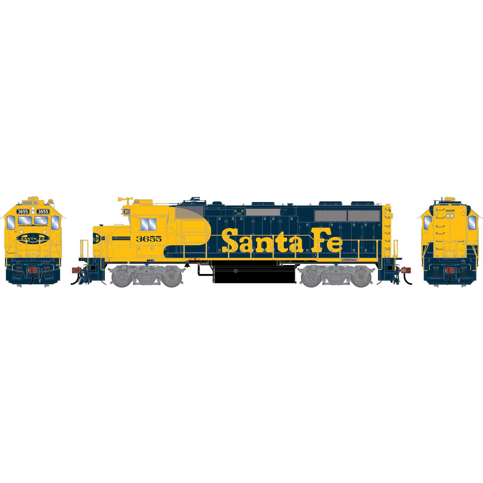 Athearn Genesis HO GEN GP39-2 PH I Locomotive, ATSF #3655 | Horizon Hobby