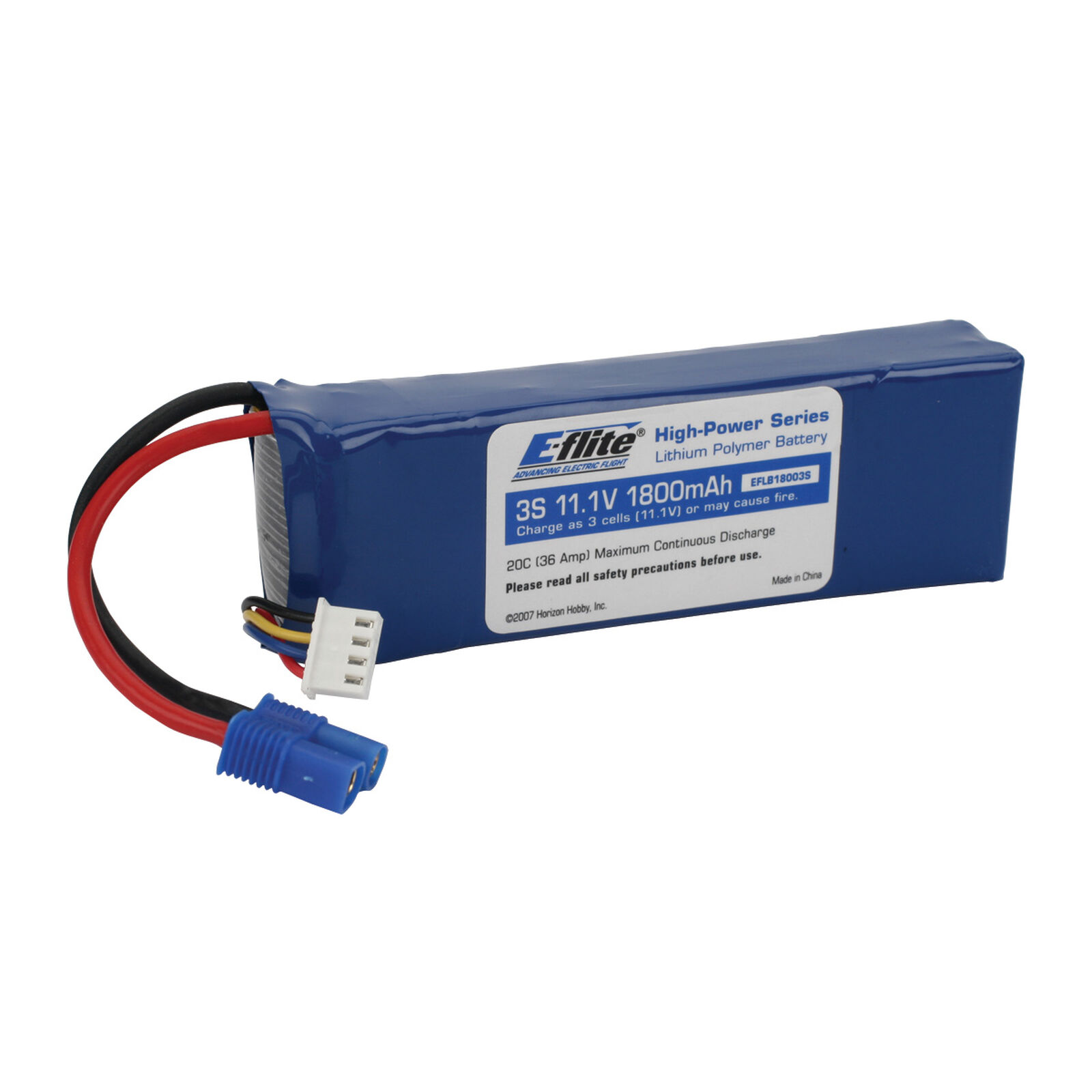 E-flite 11.1V 1800mAh 3S 20C LiPo Battery: EC3 | Horizon Hobby