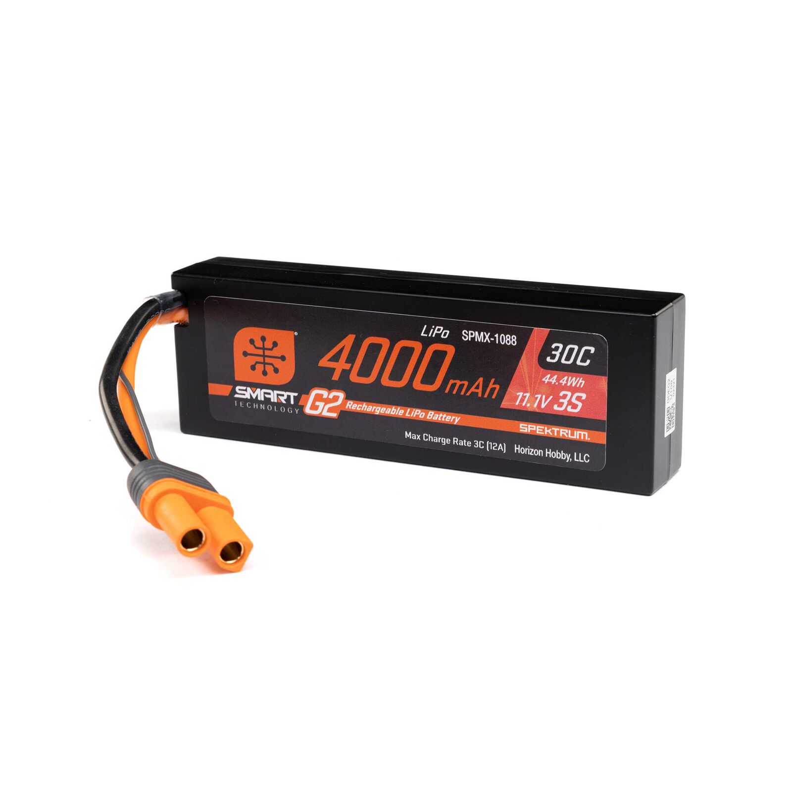 Spektrum Accessories 11.1V 4000mAh 3S 30C Smart G2 Hardcase LiPo Battery: IC5 | Horizon Hobby