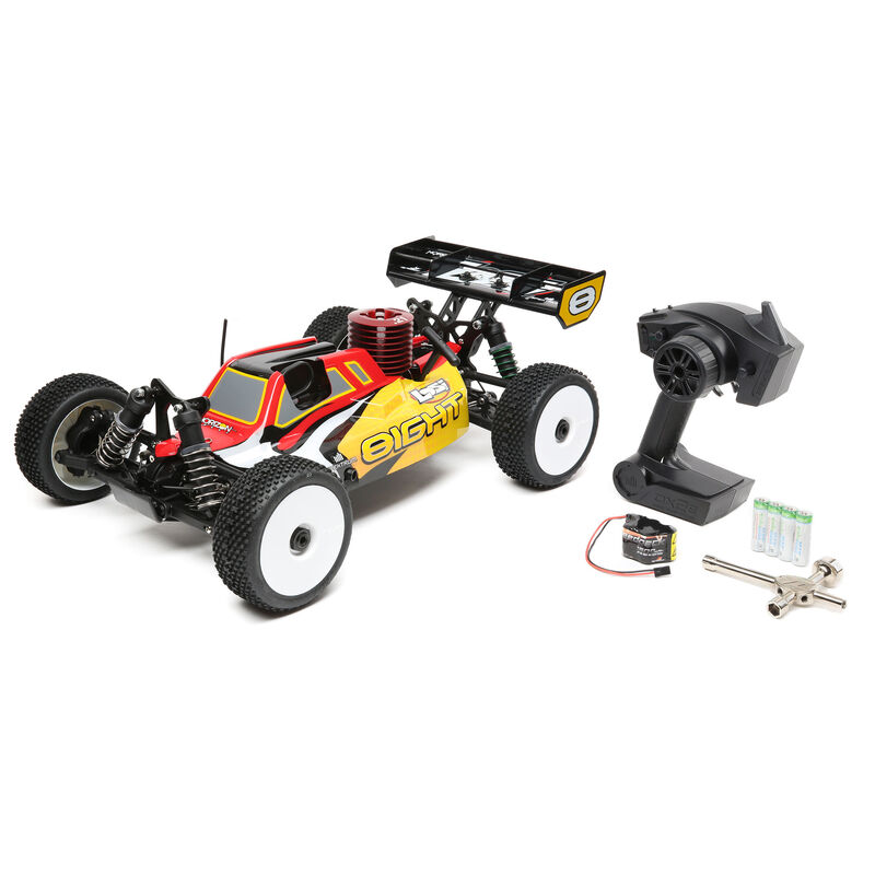 Losi 1/8 8IGHT 4WD Buggy Nitro RTR, Red/Yellow | Horizon Hobby