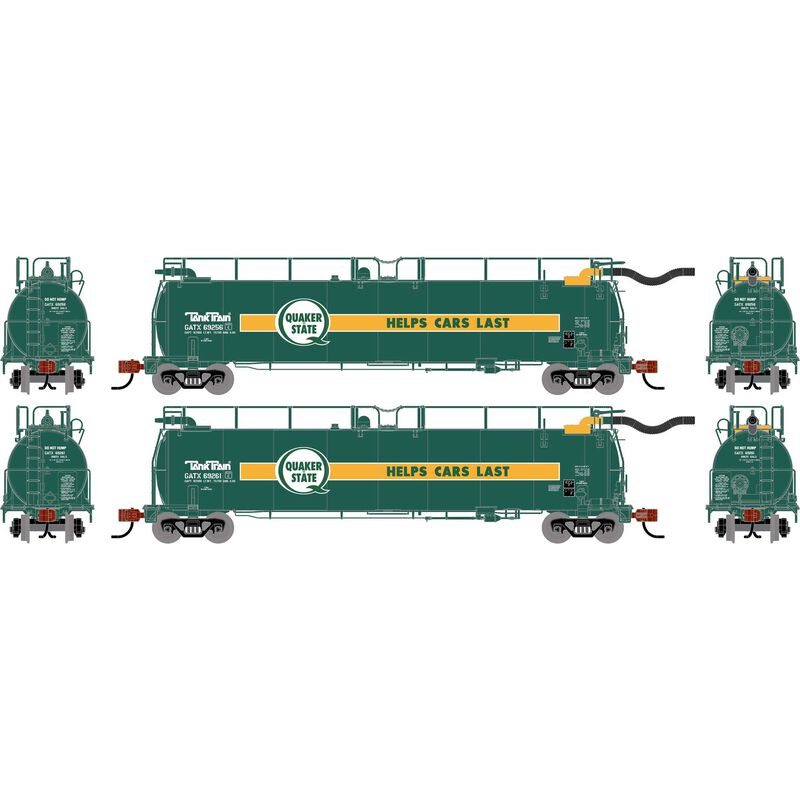 Athearn N TankTrain Intermediate, GATX Quaker State #69256/69261 (2 ...