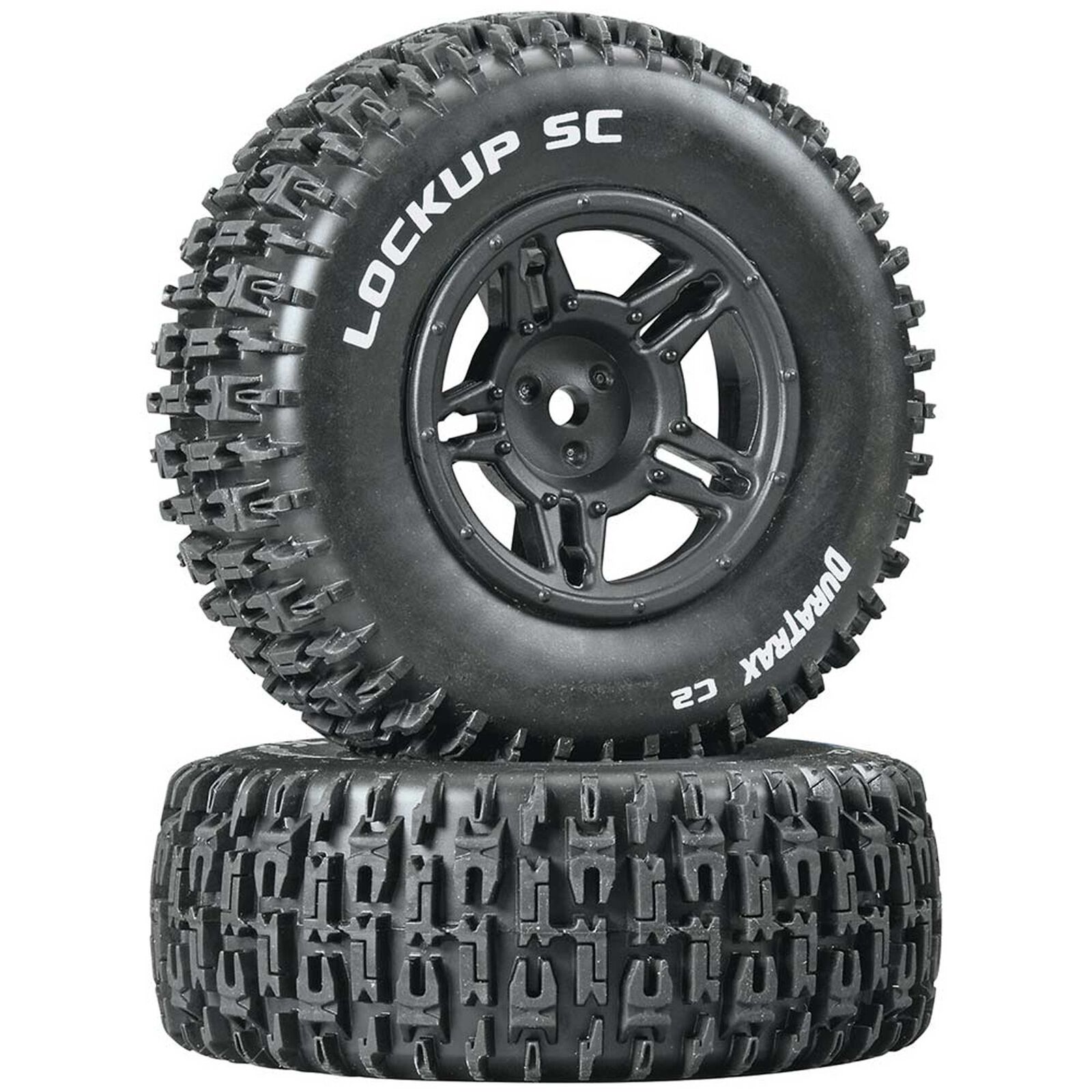 Duratrax Lockup SC Tire C2 Mounted Black Rear: Slash (2) | Horizon Hobby