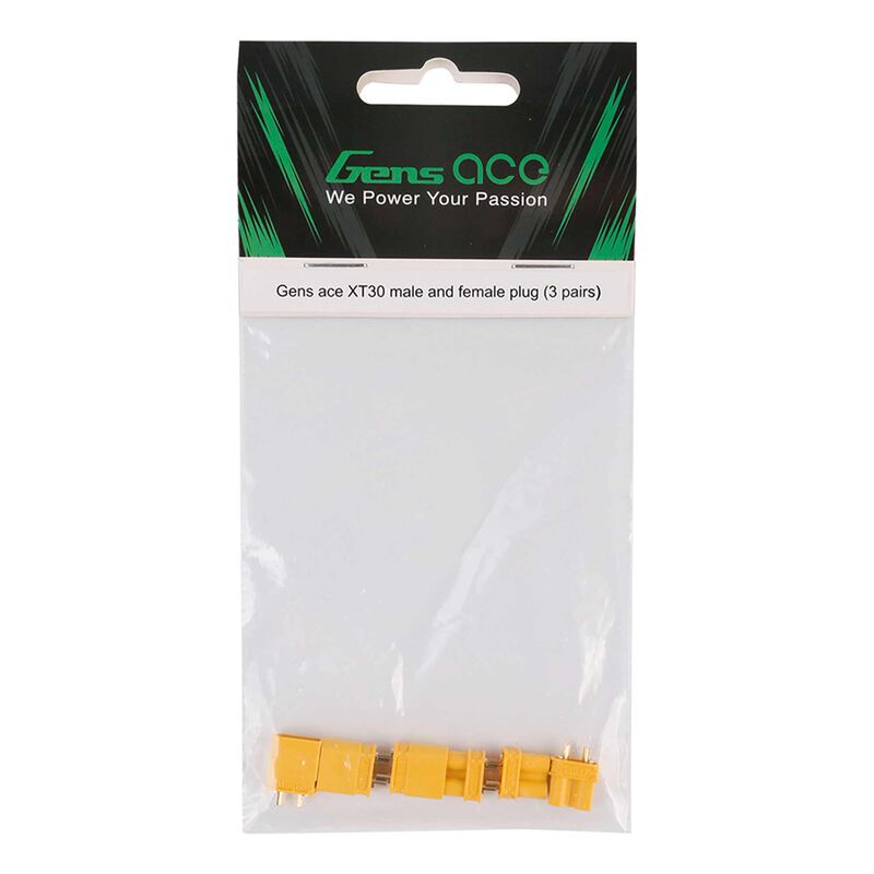 Gens ace XT30 Male & Female Plug Set (3) | Horizon Hobby