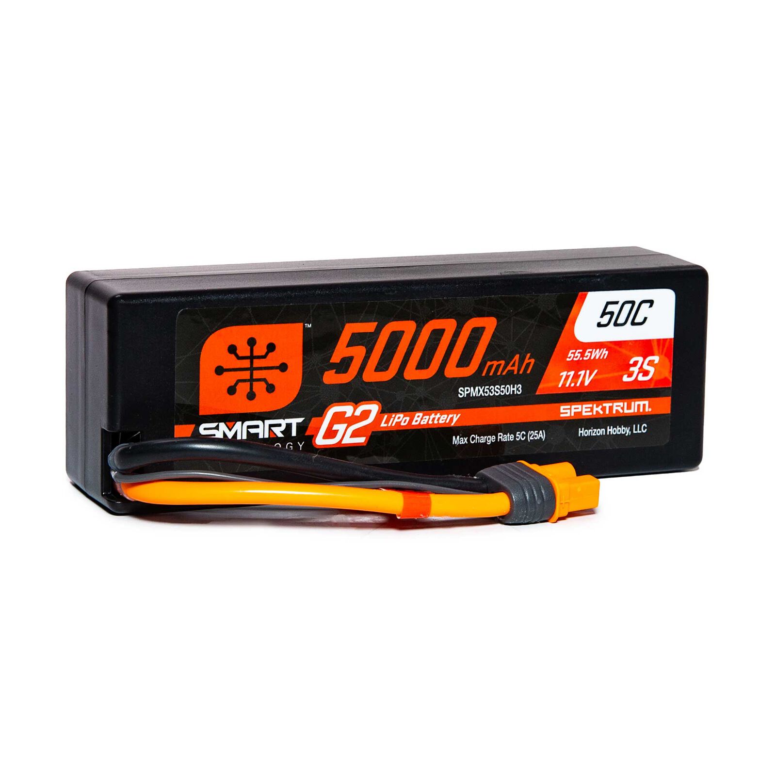 Spektrum Accessories 11.1V 5000mAh 3S 50C Smart G2 Hardcase LiPo Battery: IC3 | Horizon Hobby
