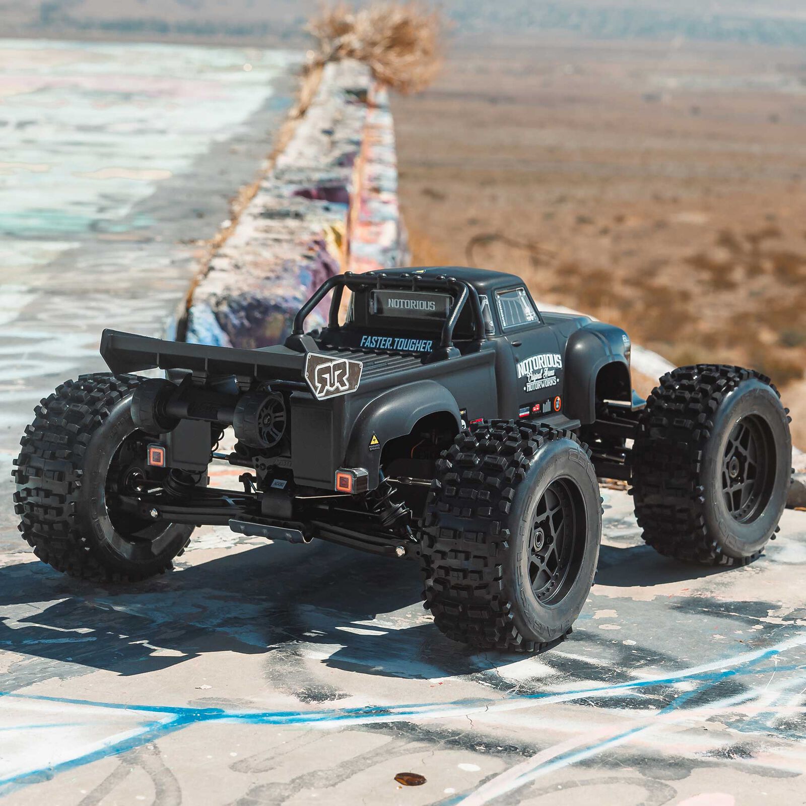 ARRMA 1/8 NOTORIOUS 6S 4X4 RTR Brushless Stunt Truck, Black | Horizon Hobby