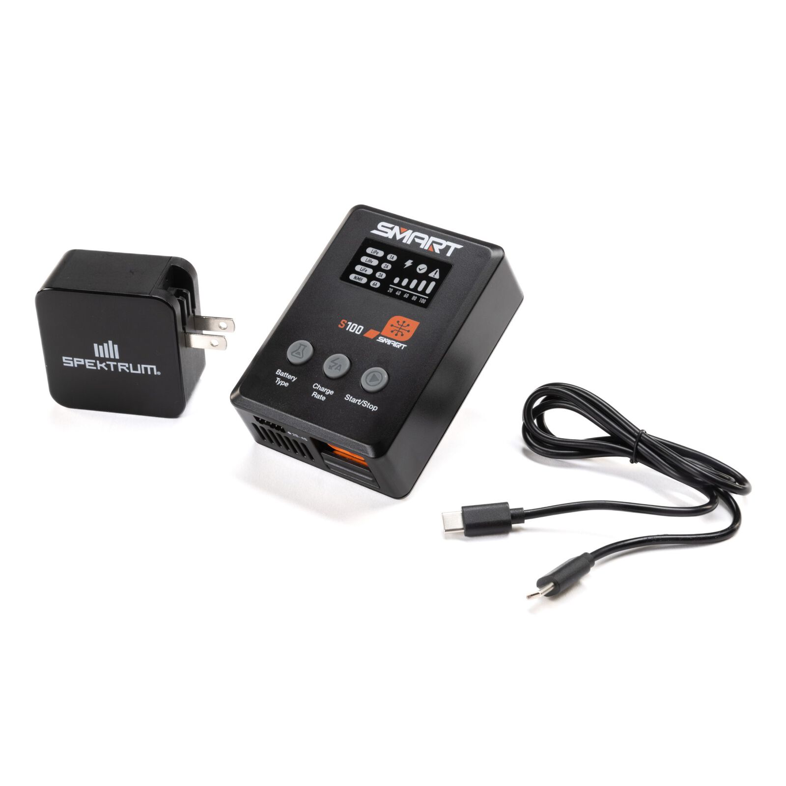 Spektrum Accessories S100 1x100W USB-C Smart Charger, 65W USB-C GaN ...