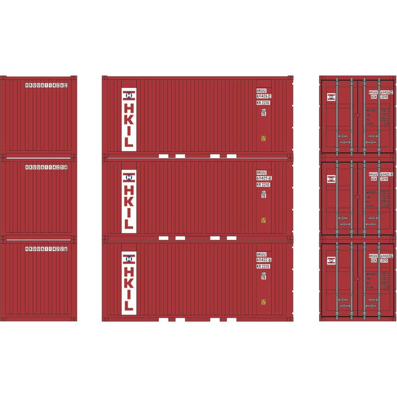 Athearn HO 20' Corrugated Container, HKUU (3) | Horizon Hobby