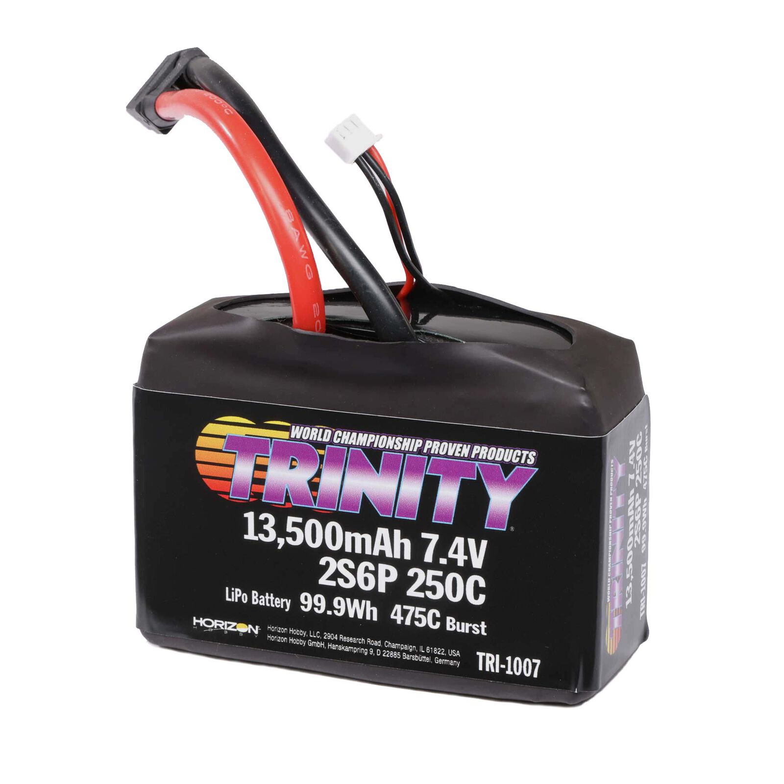 Trinity/Epic 7.4V 13500mAh 2S6P 250C Drag Racing LiPo Battery, XT90 ...