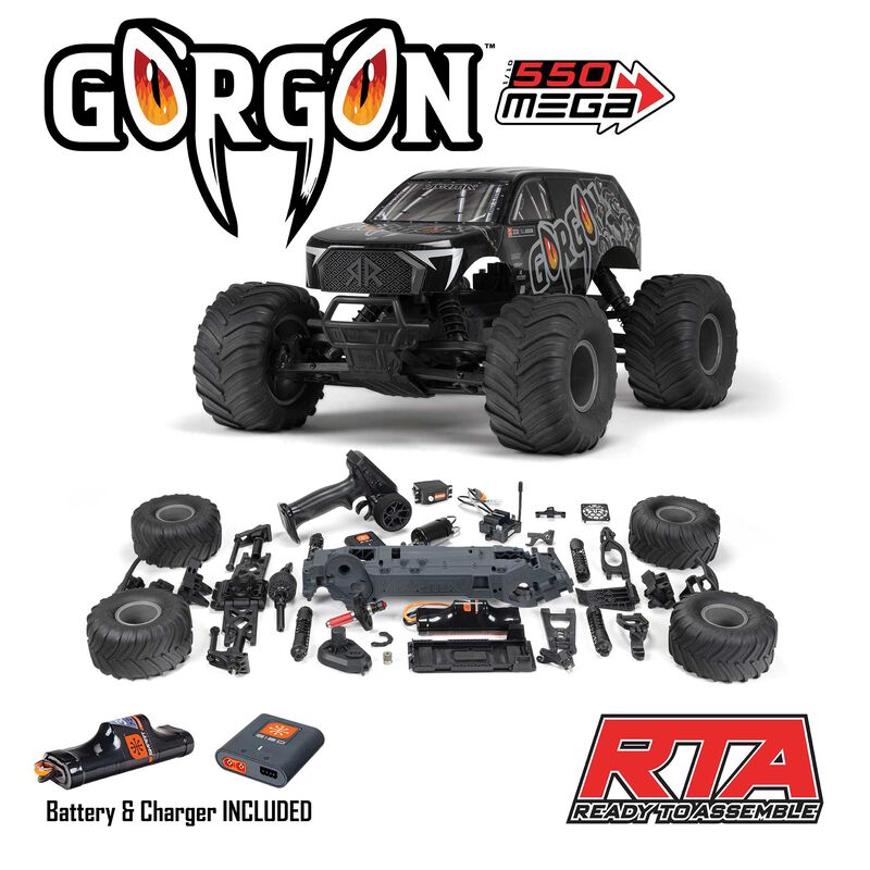 ARRMA 1/10 GORGON 2WD RTA Kit Brushed Monster Truck (Battery & Charger ...