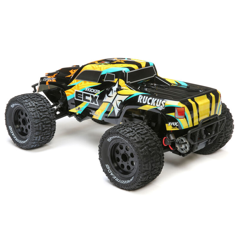 ECX 1/10 Ruckus 2WD Monster Truck Brushed RTR, Black/Yellow | Horizon Hobby