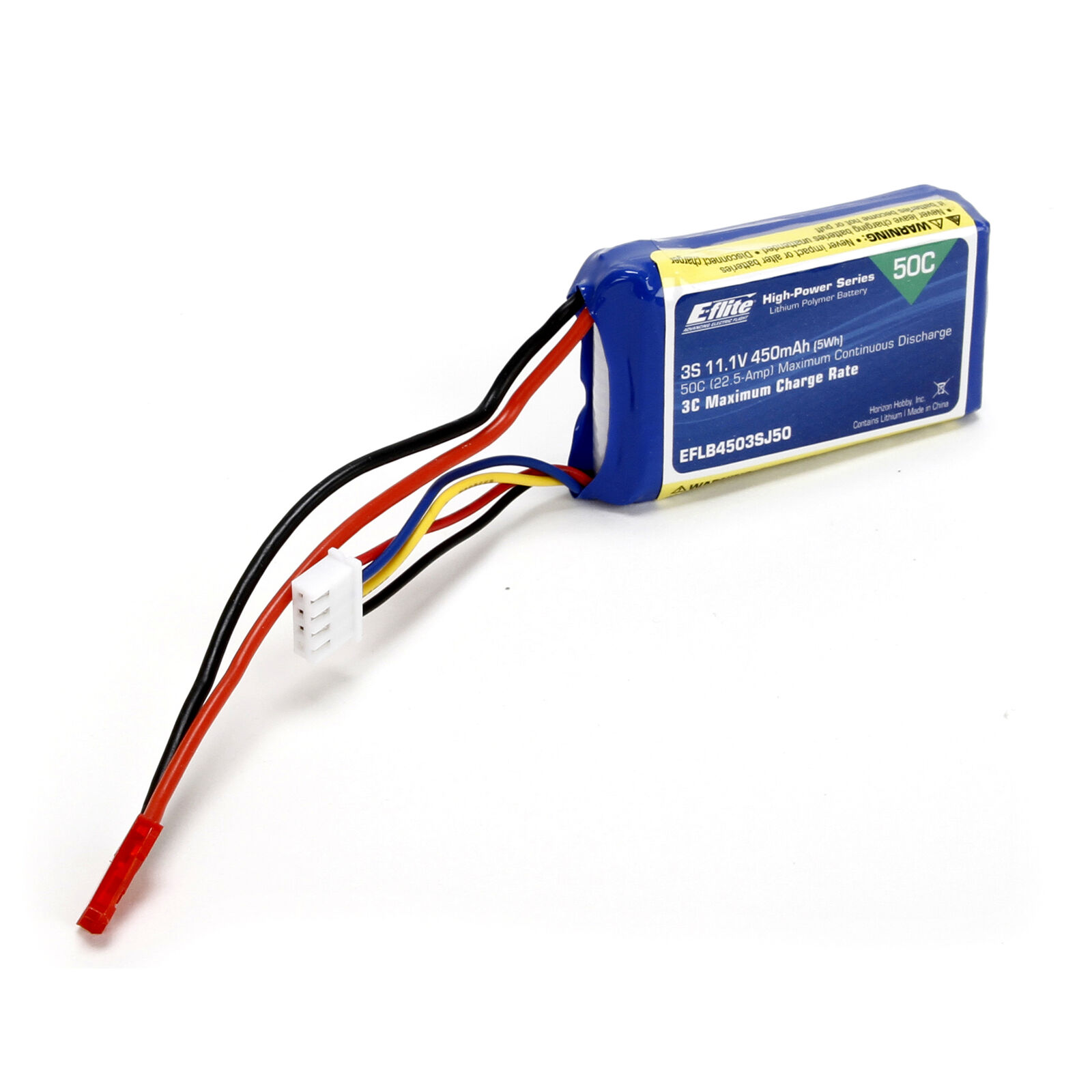 E-flite 11.1V 450mAh 3S 50C LiPo Battery: JST | Horizon Hobby