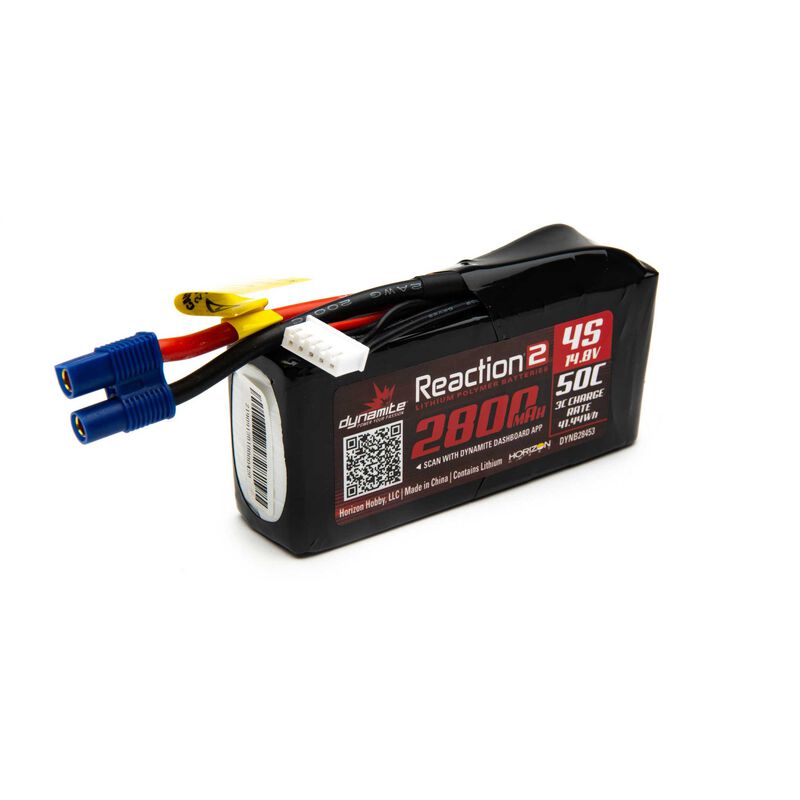 Dynamite 14.8V 2800mAh 4S 50C Reaction 2 LiPo Battery: EC3 | Horizon Hobby