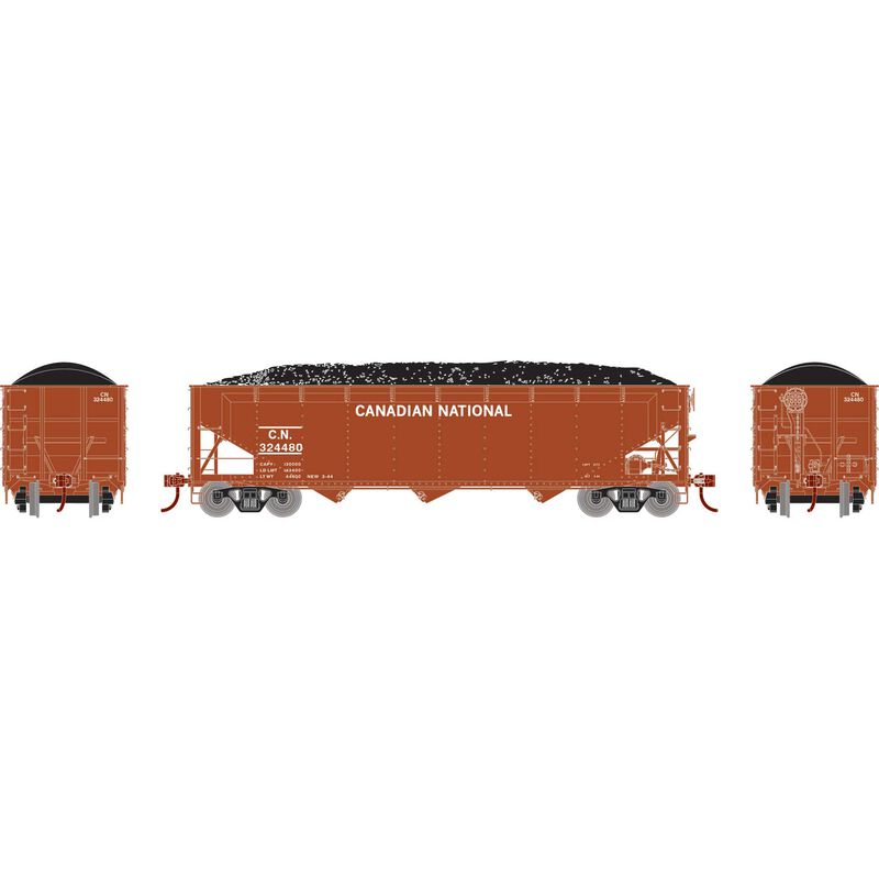 Athearn HO 40' Offset Coal Hopper with Load, CN #324480 | Horizon Hobby