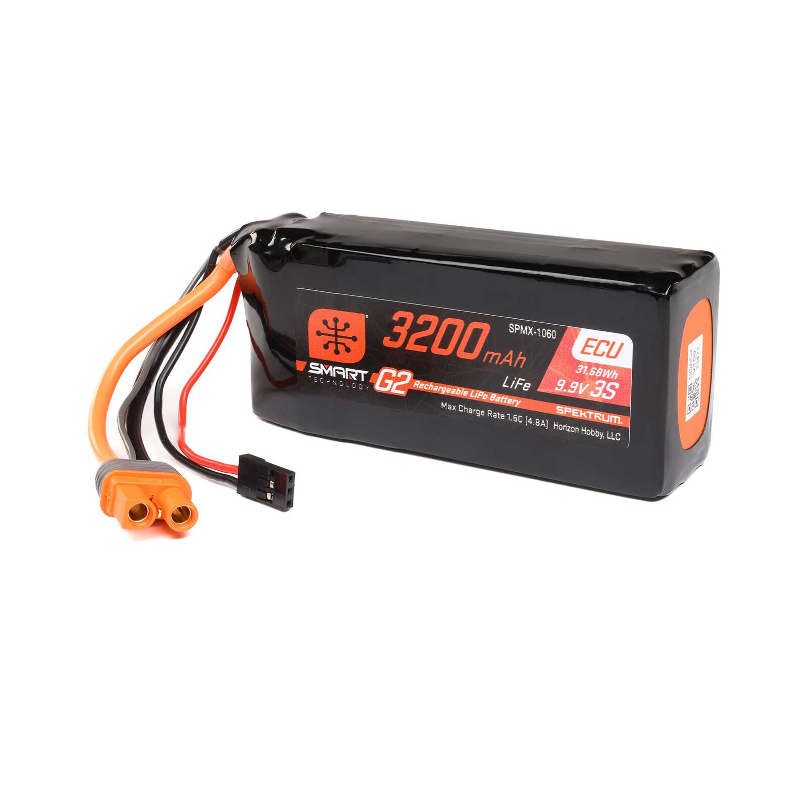 Spektrum Accessories 9.9V 3200mAh 3S 10C Smart G2 ECU LiFe Battery: IC3 ...