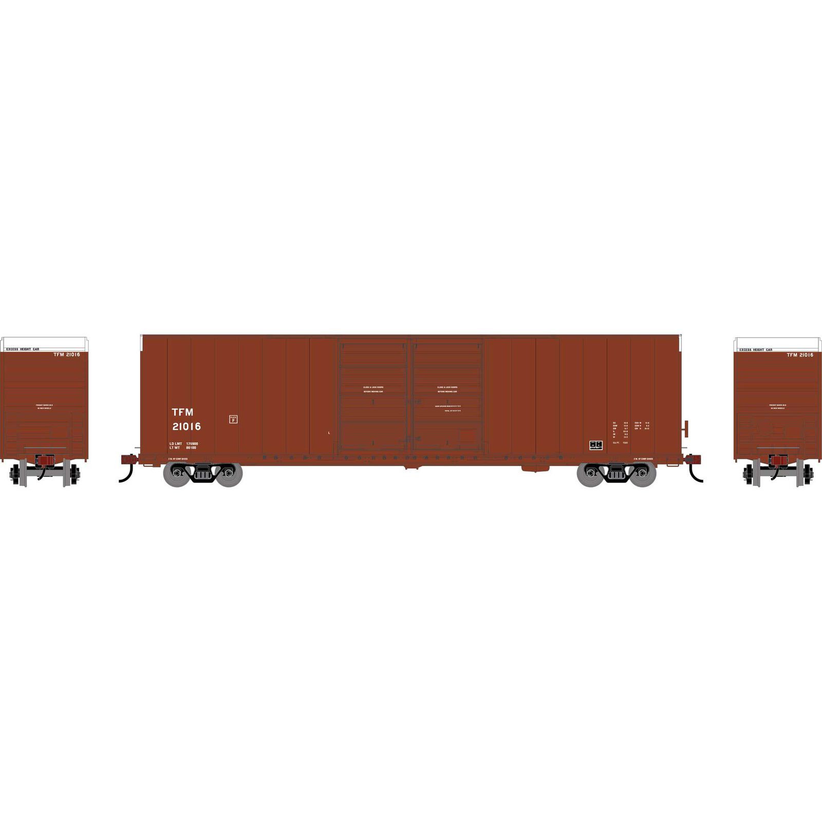 Athearn HO 60' FMC Smooth Side Double Door Box Car, TFM #21016 ...