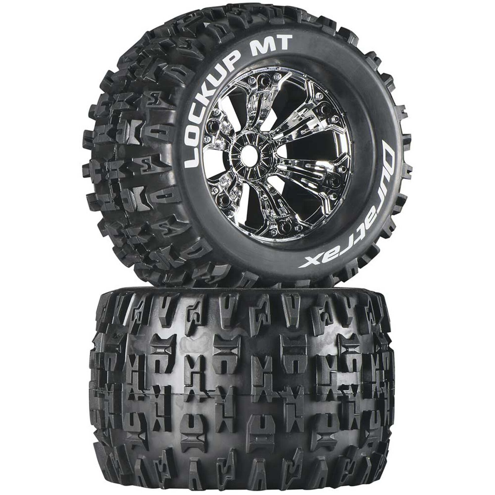 Duratrax Lockup MT 3.8" Mounted 1/2" Offset Tires, Chrome (2) | Horizon ...
